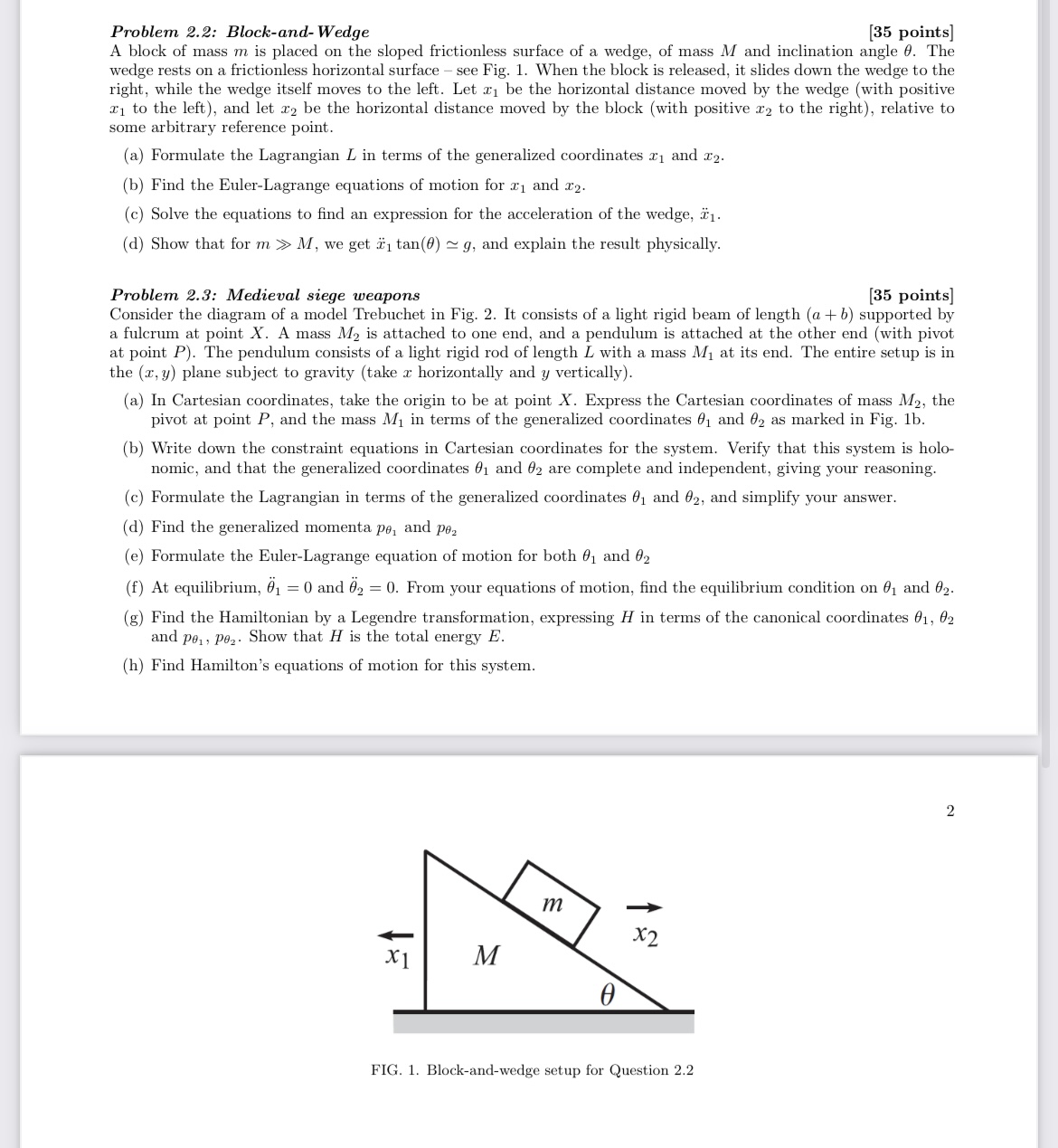 Solved Problem 2.2: Block-and-Wedge [35 points] A block of | Chegg.com