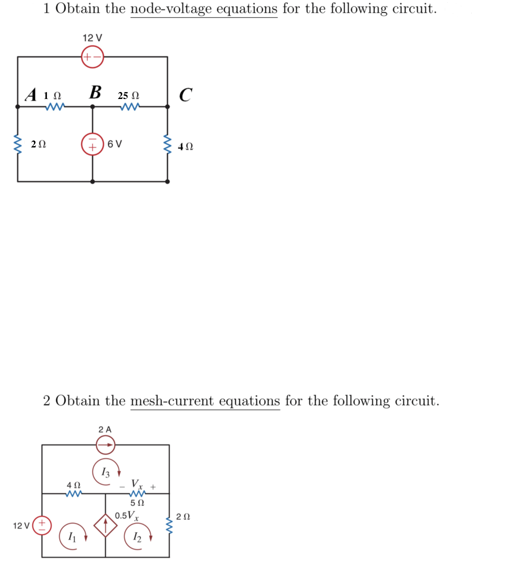 Solved 1 ﻿Obtain the node-voltage equations for the | Chegg.com