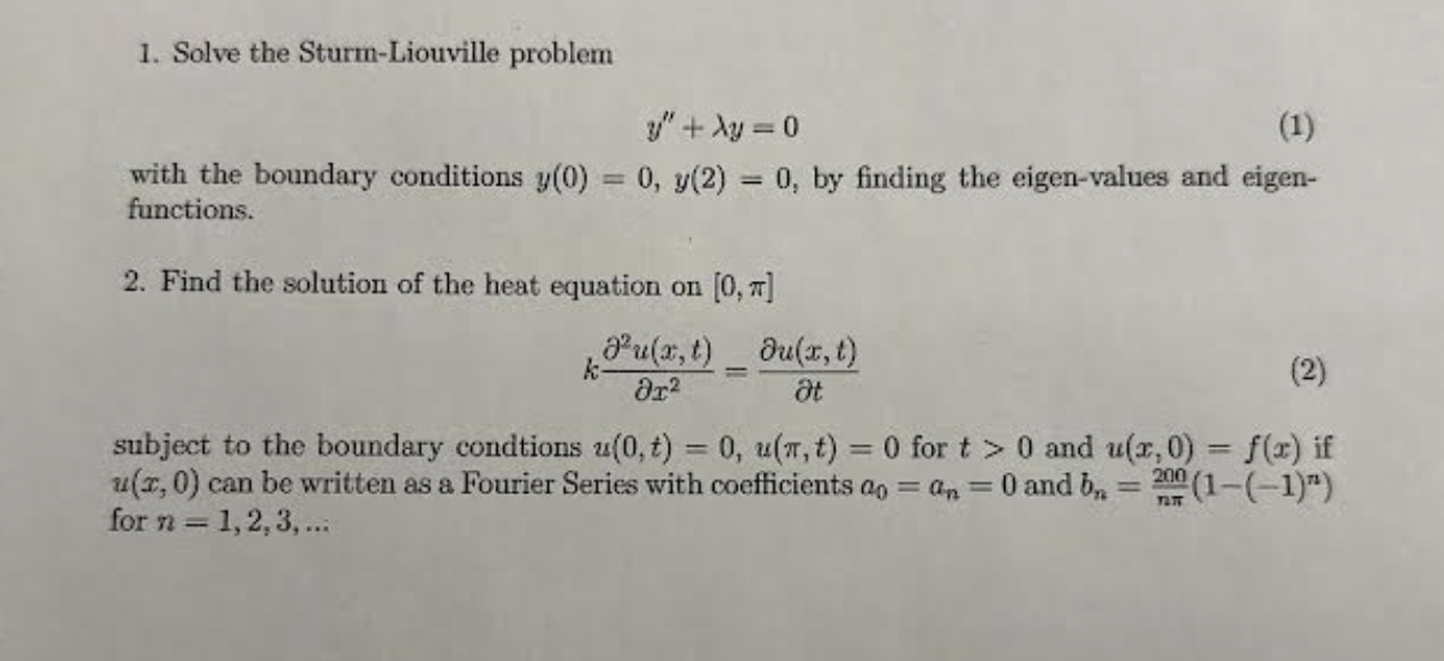 Solved Solve the Sturm-Liouville problemy''+λy=0with the | Chegg.com