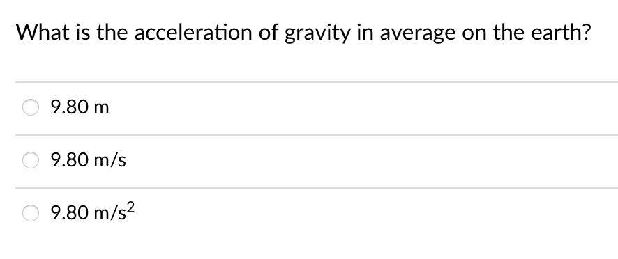 Solved What is the acceleration of gravity in average on the | Chegg.com
