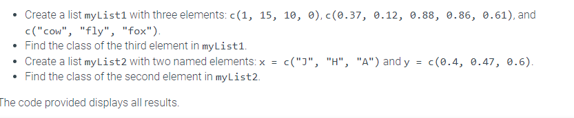Solved Creation of lists and class on elements for BUSA 348 | Chegg.com