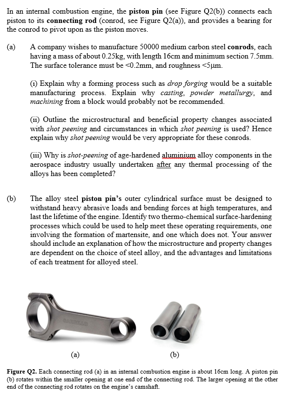 In an internal combustion engine, the piston pin (see | Chegg.com