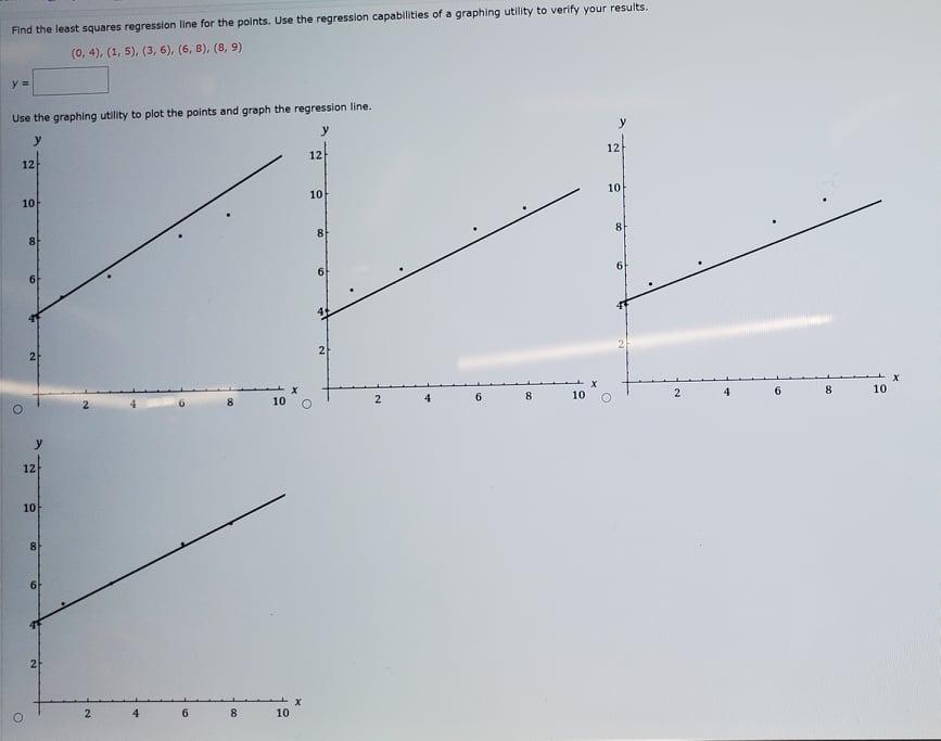Solved Find the least squares regression line for the | Chegg.com