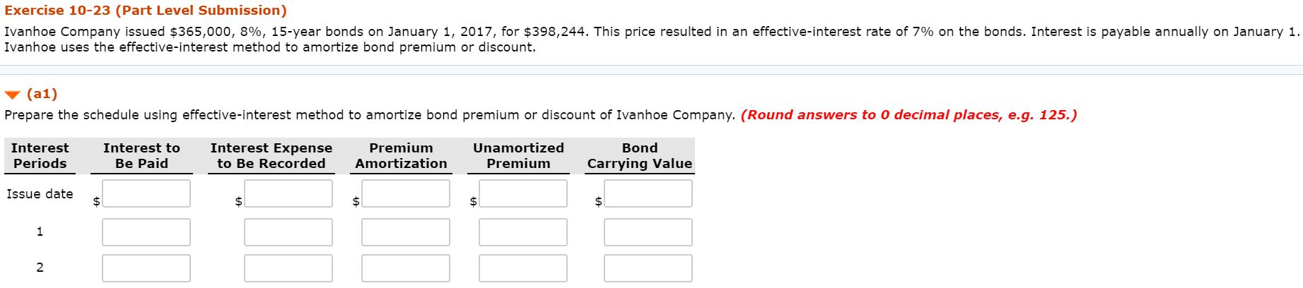 Solved Exercise 10-23 (Part Level Submission) Ivanhoe | Chegg.com