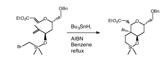 Solved OBn OBn EtO2C- EtO2CO. BugSnH, II Br AIBN Benzene | Chegg.com