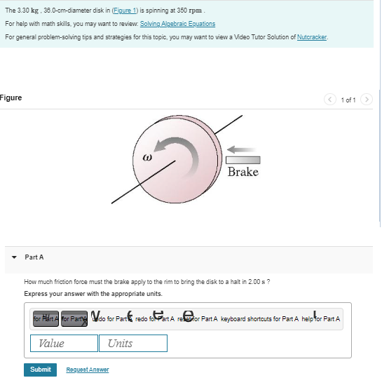 Solved The 3.30kg,36.0-cm-diameter disk in (Figure 1) ﻿is | Chegg.com