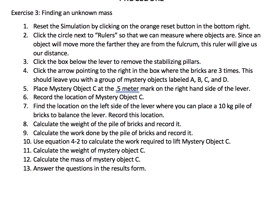 Solved Exercise 3 Distance for Mystery Object C: .5 m | Chegg.com