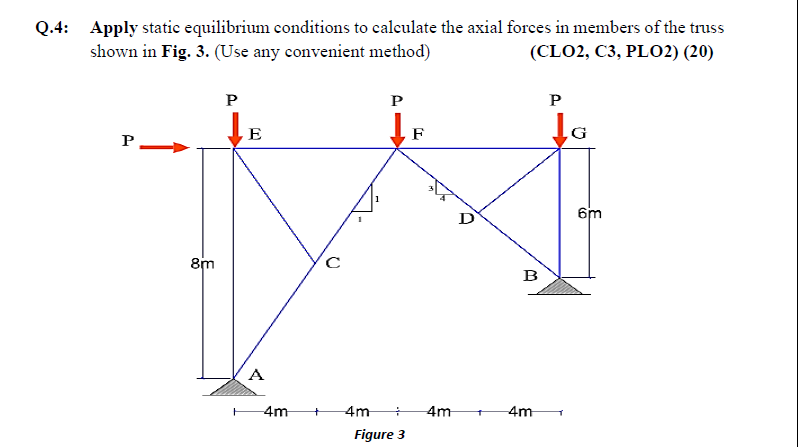 Solved Q.4: Apply static equilibrium conditions to calculate | Chegg.com