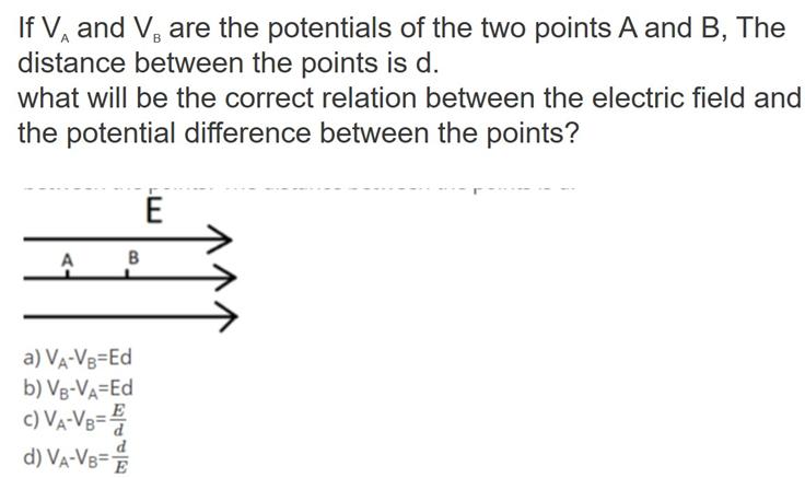 Solved If V, and V, are the potentials of the two points A | Chegg.com