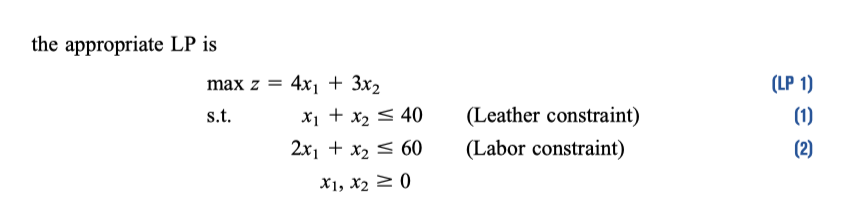 Solved the appropriate LP is maxz=4x1+3x2 s.t. | Chegg.com