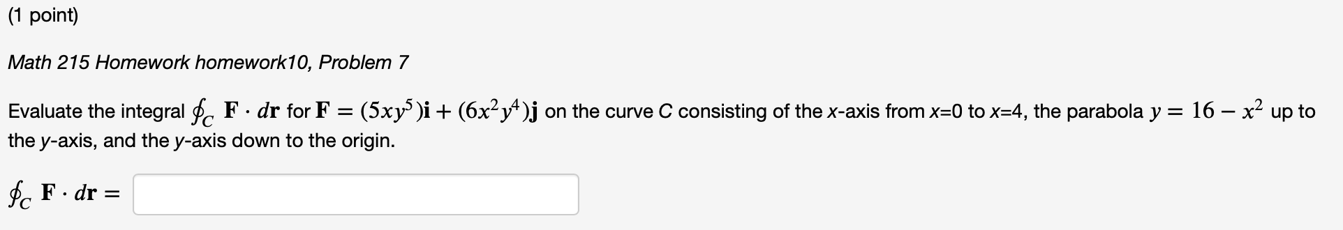 Solved (1 point) Math 215 Homework homework10, Problem 7 | Chegg.com