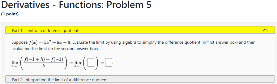Solved Derivatives Functions Problem 2 1 Point Part 1