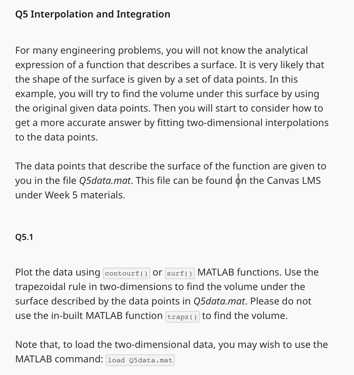 Solved Q5 Interpolation and Integration For many engineering | Chegg.com