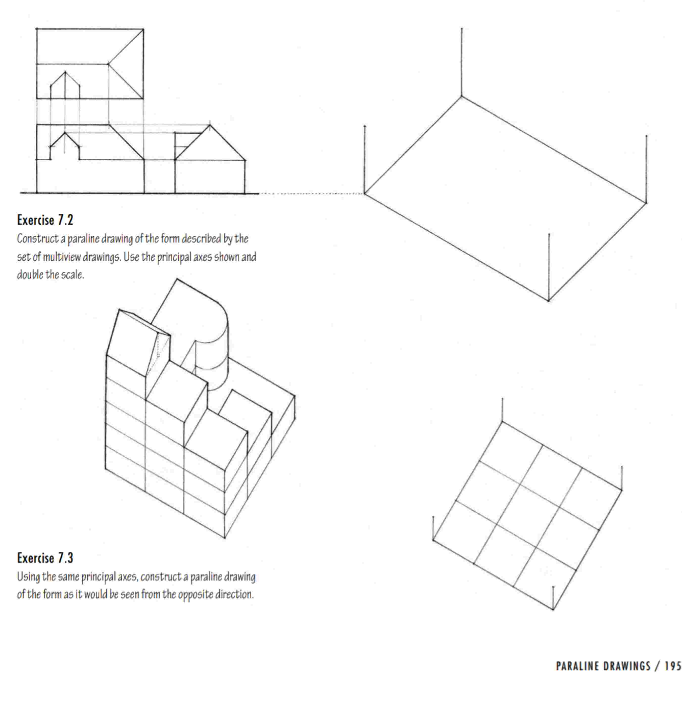 Solved Exercise 7.2Construct a paraline drawing of the form | Chegg.com