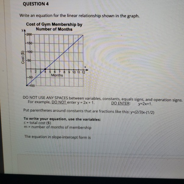 Solved QUESTION 4 Write an equation for the linear | Chegg.com
