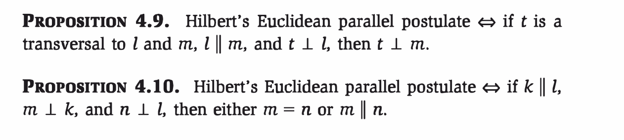 Solved PROPOSition 4.9. Hilbert's Euclidean parallel | Chegg.com