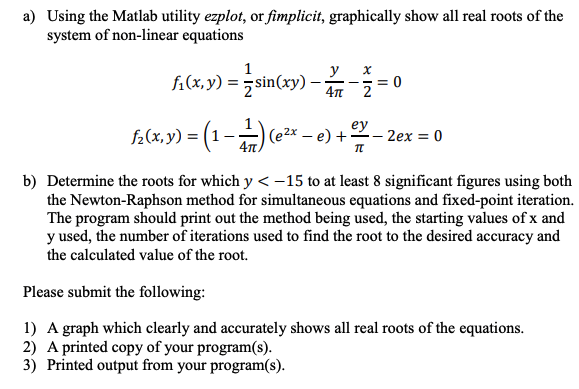 Solved a) Using the Matlab utility explot, or fimplicit, | Chegg.com