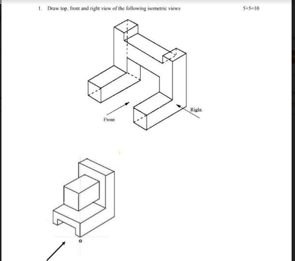 Solved Draw top, front and right view of the following | Chegg.com