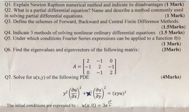 Solved Q1. Explain Newton Raphson numerical method and | Chegg.com