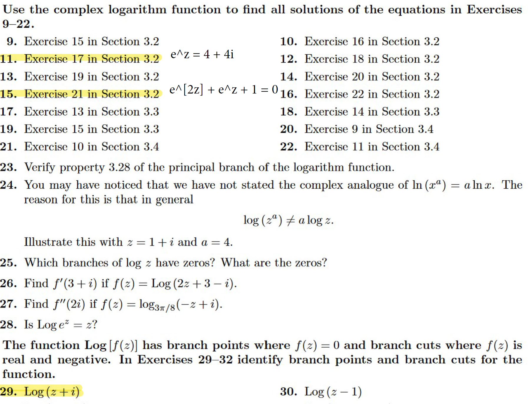 Use the complex logarithm function to find all | Chegg.com