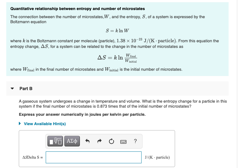 Solved Quantitative relationship between entropy and number | Chegg.com