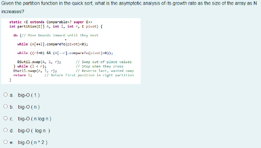 Solved Given the partition function in the quick sort, what | Chegg.com