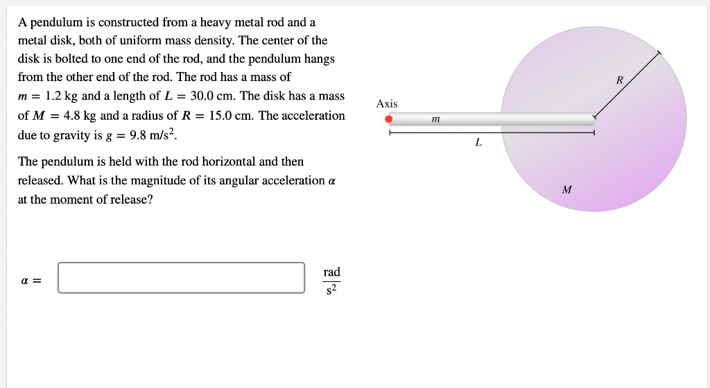 Solved R Axis A pendulum is constructed from a heavy metal | Chegg.com