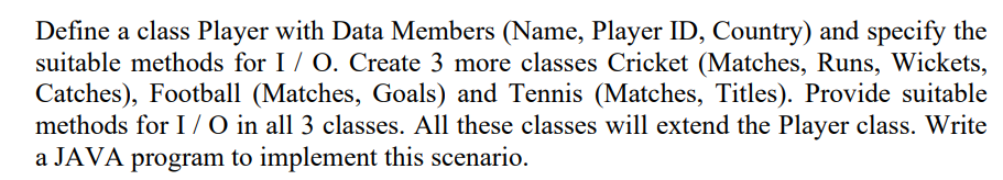 Solved Define a class Player with Data Members (Name, Player | Chegg.com