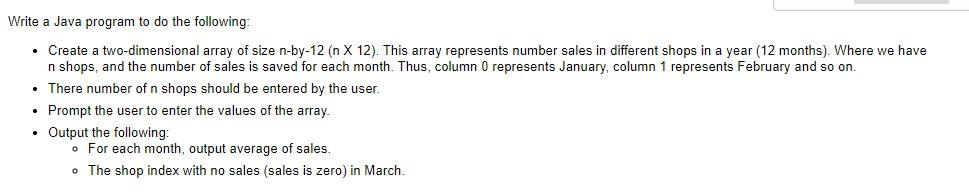 Solved Write a Java program to do the following: • Create a | Chegg.com