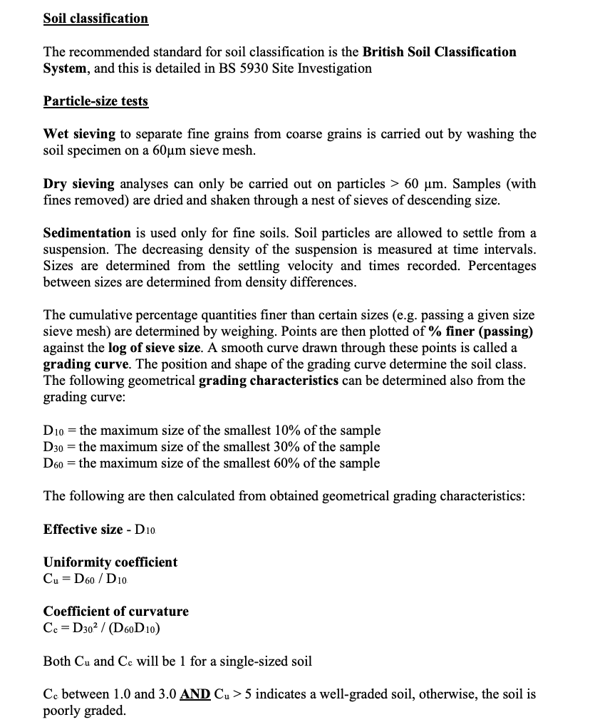 Solved Soil classification The recommended standard for soil | Chegg.com