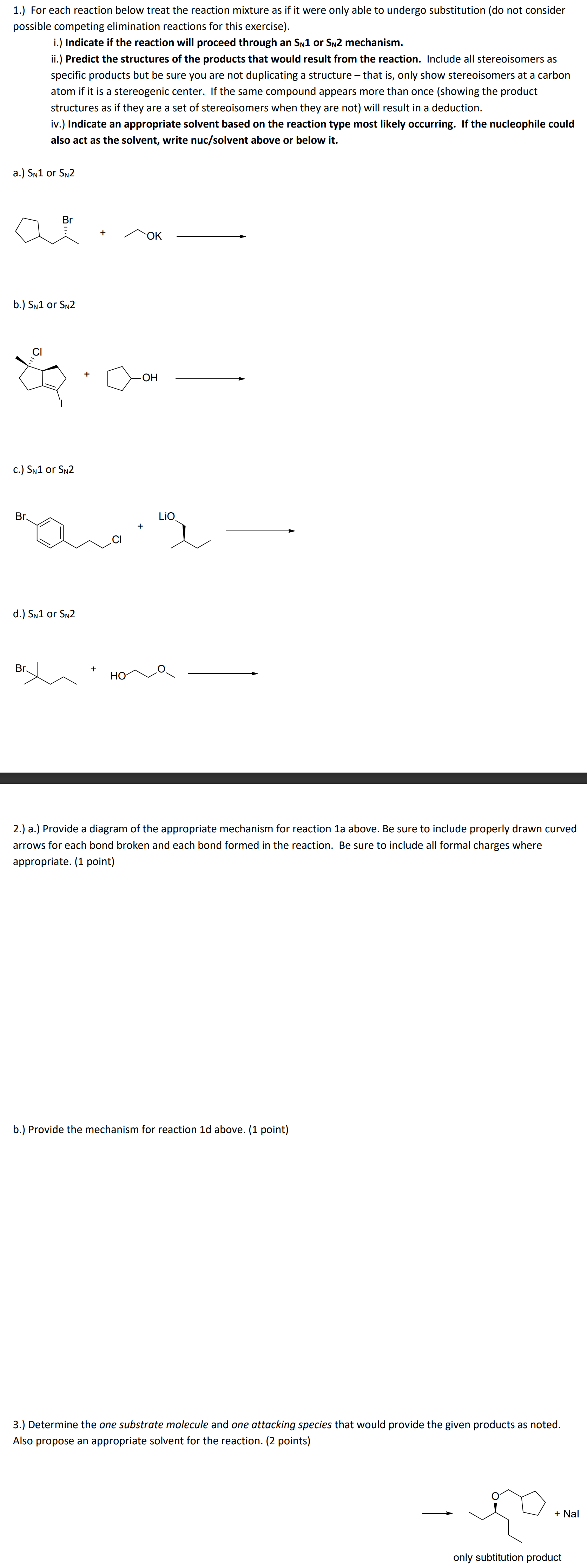Solved 1.) For each reaction below treat the reaction | Chegg.com