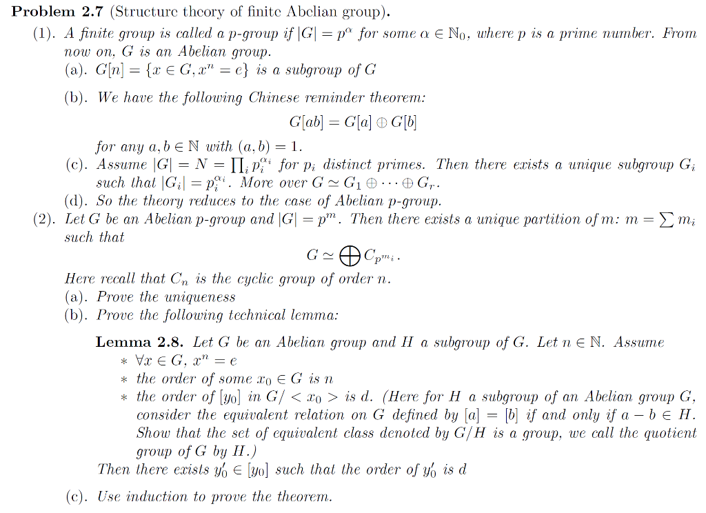 Solved Problem 2.7 (Structure theory of finite Abelian | Chegg.com