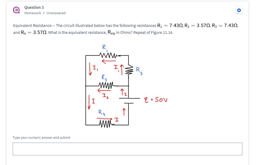 Solved Question 3 Homework. Unanswered Equivalent Resistance | Chegg.com