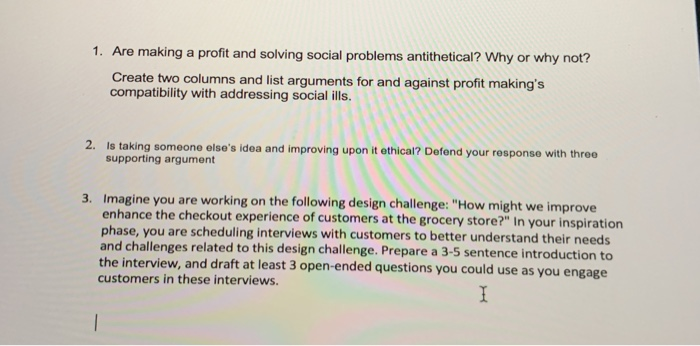 Solved Are making a profit and solving social problems | Chegg.com