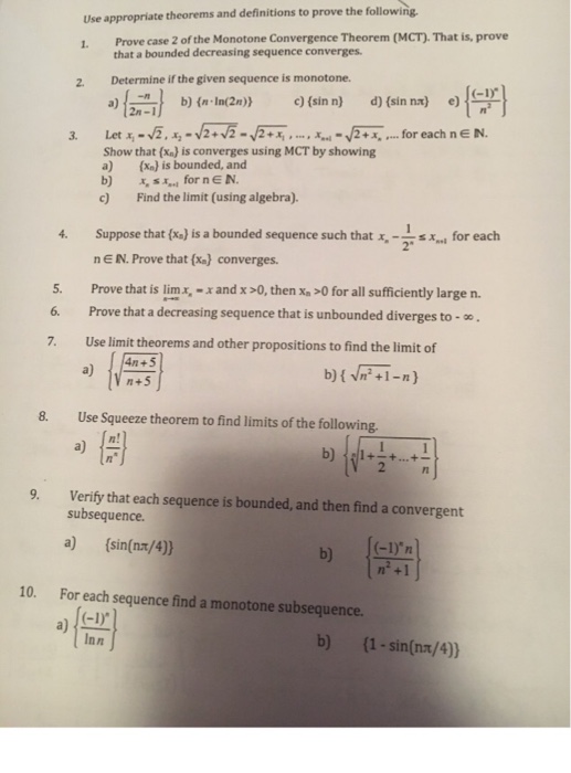 Solved Prove Case 2 Of The Monotone Convergence Theorem