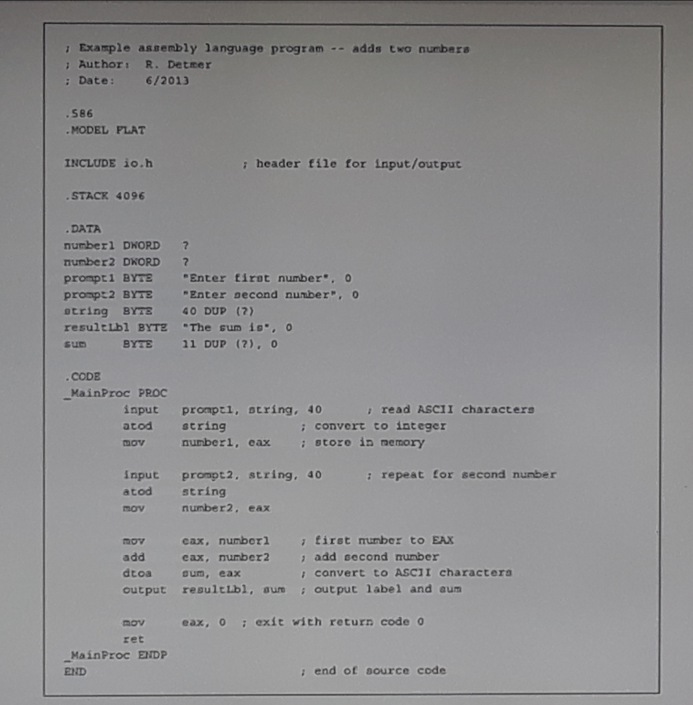 Solved Assembly Language Programming | Chegg.com