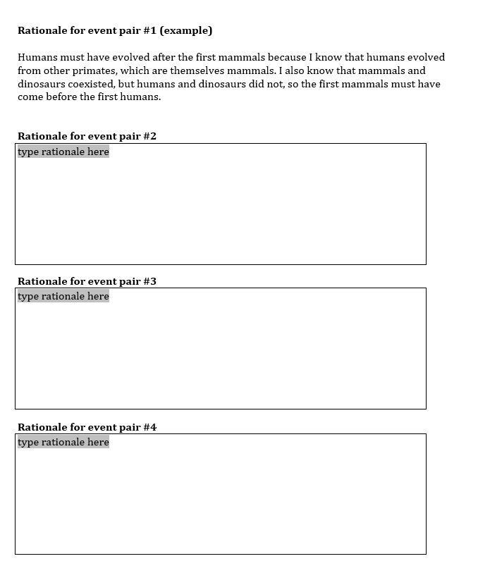 Rationale for event pair #1 (example) Humans must | Chegg.com