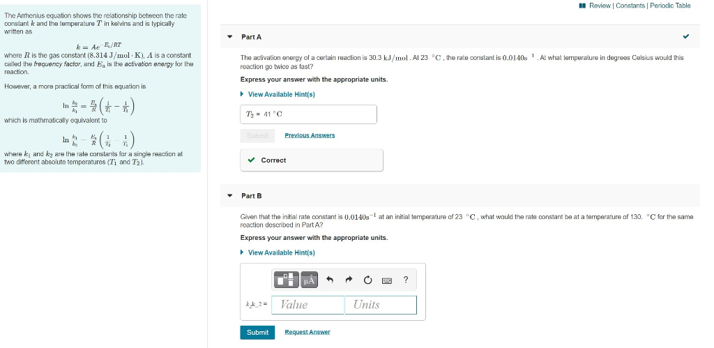 Solved Review Constants Periodic Table The Arrhenius | Chegg.com