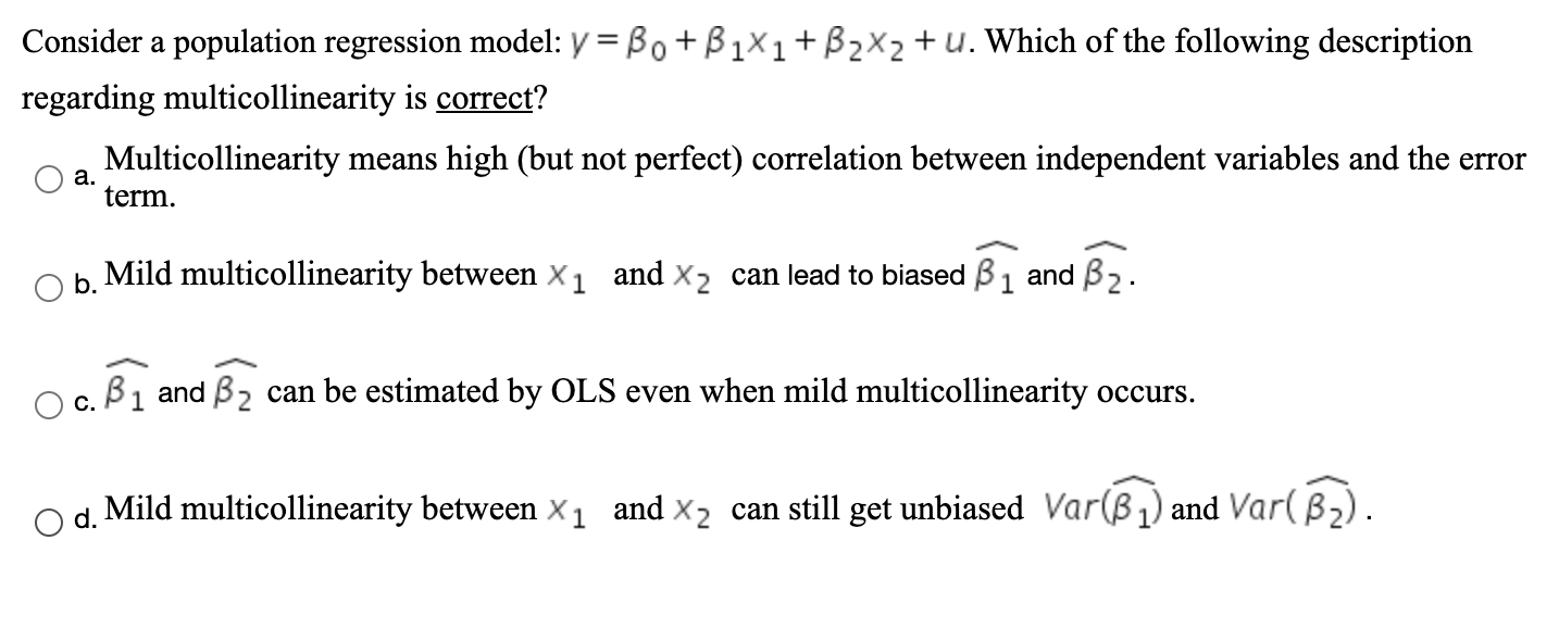 Solved Consider a population regression model: y = Bo+B1X1 + | Chegg.com