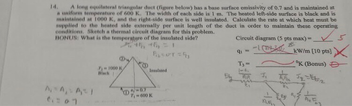 Solved 14. A long equilateral triangular duct (figure below) | Chegg.com