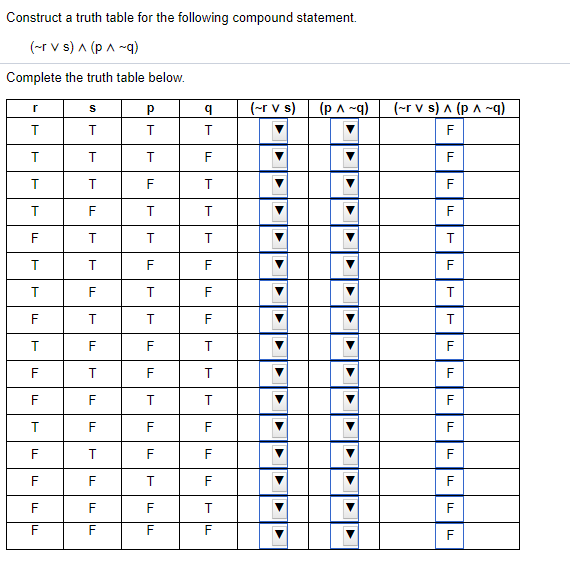 Solved Construct a truth table for the following compound | Chegg.com