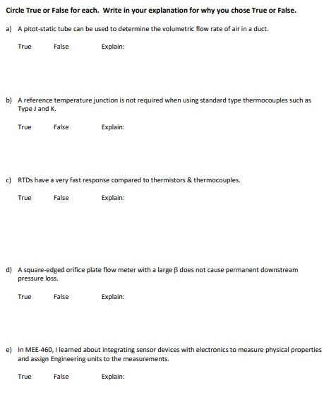 Solved Circle True or False for each. Write in your | Chegg.com