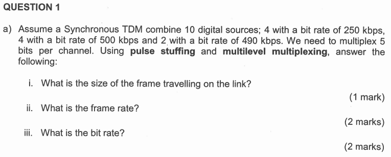 Solved a) Assume a Synchronous TDM combine 10 digital | Chegg.com