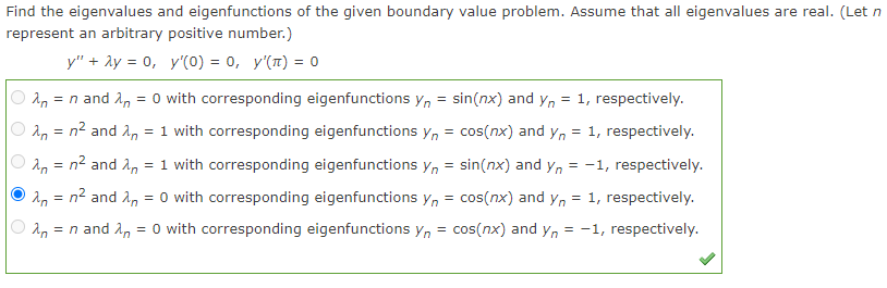 Solved Find the eigenvalues and eigenfunctions of the given | Chegg.com
