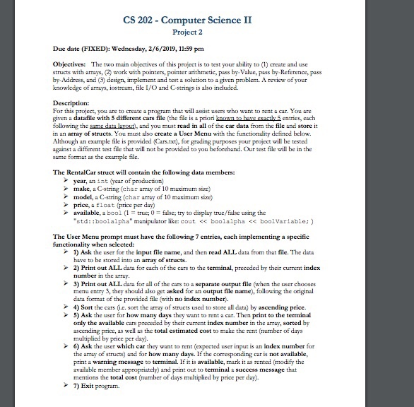 Solved CS 202-Computer Science II Project 2 Due date | Chegg.com