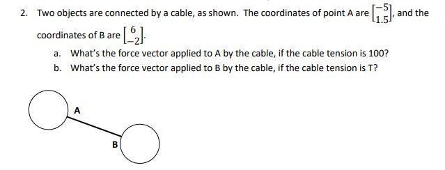 Solved 2. Two objects are connected by a cable, as shown. | Chegg.com