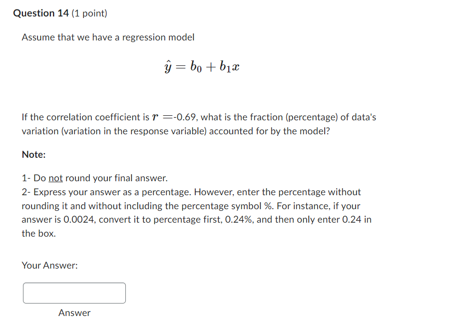 Solved Assume that we have a regression model y^=b0+b1x If | Chegg.com