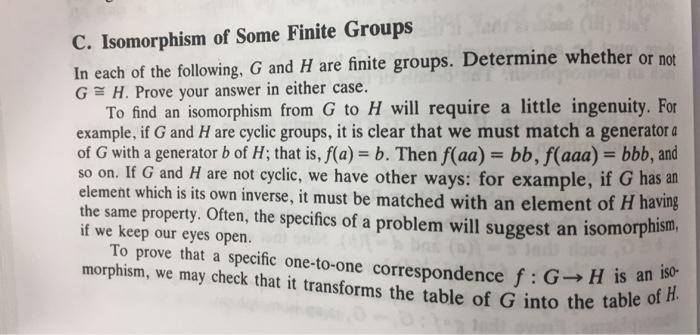 Solved C. Isomorphism of Some Finite Groups In each of the | Chegg.com
