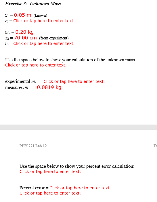 Exercise 3: Unknown Mass A balance essentially uses | Chegg.com