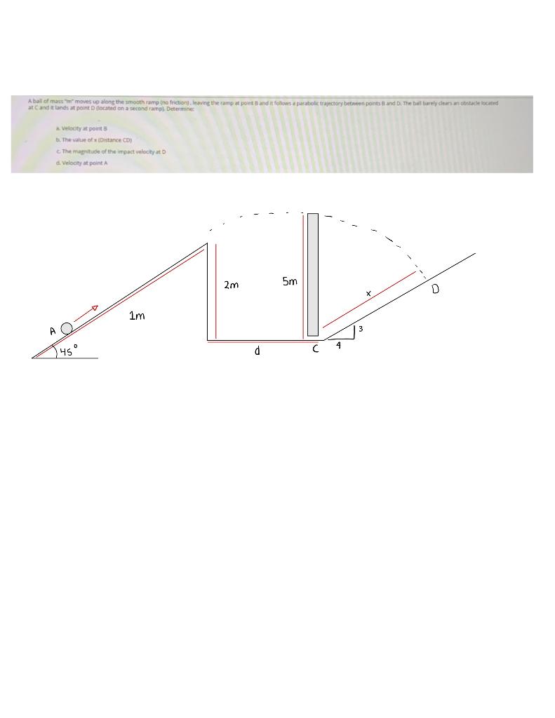 Solved A ball of mass “m” moves up along the smooth ramp | Chegg.com